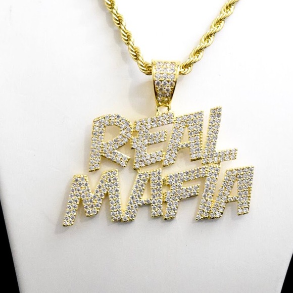 JewelryHq | Accessories | 4k Gold Finish Lab Diamond Real Mafia Charm ...